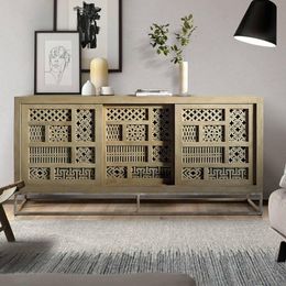 Pharao24.de Sideboard Kommode aus Mangoholz mit Schiebet&uuml;ren