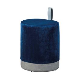 Pharao24.de Polsterhocker in Blau und Hellgrau Samtbezug