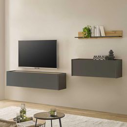 Pharao24.de Schrankwand mit Schreibtisch in modernem Design die Wandmontage (dreiteilig)