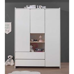 Pharao24.de Kinderzimmer Kleiderschrank in Wei&szlig; 190 cm hoch