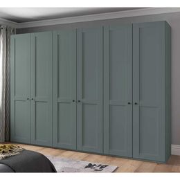Pharao24.de Landhausstil XL Kleiderschrank mit 6 Dreht&uuml;ren Graugr&uuml;n