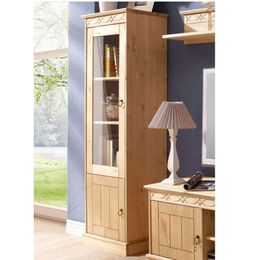 Pharao24.de Stauraumvitrine Wohnzimmerschrank aus Kiefer Massivholz mit Glast&uuml;r