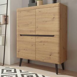 Pharao24.de Wohnzimmer Highboard in Wildeichefarben Skandi Design
