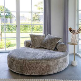 Pharao24.de Sofaliege Daybed aus Chenillegewebe in Beigegrau