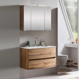 Pharao24.de Badezimmerm&ouml;bel Set in Wildeichefarben 80 cm breit (zweiteilig) aus MDF Pharao24