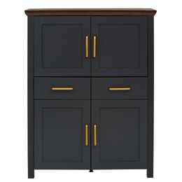 Pharao24.de Wohnzimmerschrank Wohnzimmer Schrank mit Metallgriffen und zwei Schubladen