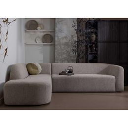 Pharao24.de Sofa Eckgarnitur Beige aus Chenillegewebe 274 cm breit