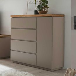 Pharao24.de Moderne Wohnzimmerkommode in Taupe vier Schubladen und T&uuml;r