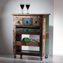 Pharao24.de Serviertisch mit Rollen Flaschenablage