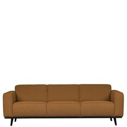 Pharao24.de Dreisitzer Sofa in Bernsteinfarben Stoff Armlehnen