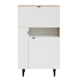 Pharao24.de Wohnzimmerschrank Wohnzimmer Schrank in Eichefarben und Wei&szlig;