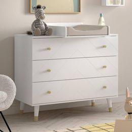 Pharao24.de Wickelkommode Wickeltisch mit Aufsatz und drei Schubladen