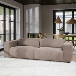 Pharao24.de Dreier Sofa Beige Stoff in modernem Design 236 cm breit