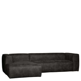 Pharao24.de Eckgarnitur in Schwarz Recyclingleder 305 cm breit