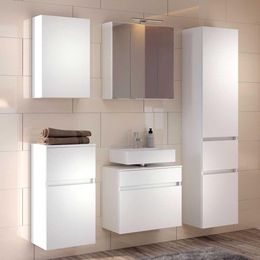 Pharao24.de Wei&szlig;e Badm&ouml;bel modern Stand- und Wandmontage (f&uuml;nfteilig)