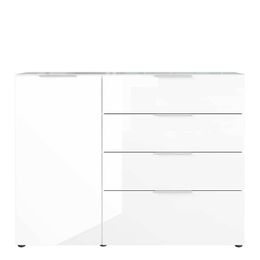 Pharao24.de Gro&szlig;e Kommode in Wei&szlig; Glas beschichtet Made in Germany