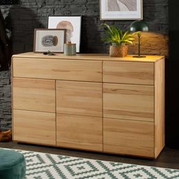 Pharao24.de Sideboard Kommode aus Kernbuche Massivholz mit zwei Schubladen 149x89x40 cm Pharao24