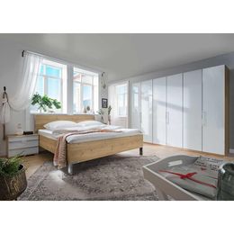 Pharao24.de Premium Komplettschlafzimmer in Wei&szlig; Eiche Bianco (vierteilig)