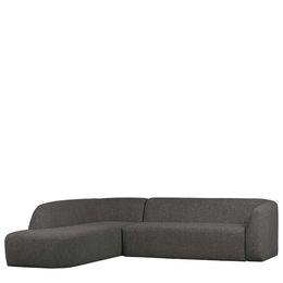 Pharao24.de Sofa Eckgarnitur in Schwarzgrau meliert Chenillegewebe