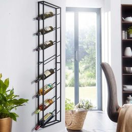 Pharao24.de Wand Regal f&uuml;r Weinflaschen in Schwarz Industry und Loft Stil