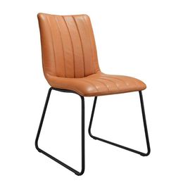 Pharao24.de Polsterstuhl in Cognac Braun und Schwarz Leder (2er Set)