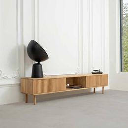 Pharao24.de Unterschrank Fernseher im Skandi Design Eiche Massivholz 180x45x40 cm Pharao24