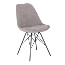 Pharao24.de Polsterstuhl Esszimmer Grau aus Cord & Metall 49 cm Sitzh&ouml;he (2er Set)