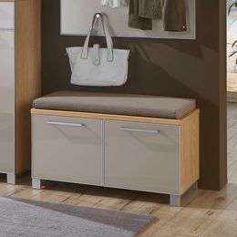 Pharao24.de Bank f&uuml;r Garderobe Grau Glas Eiche Bianco