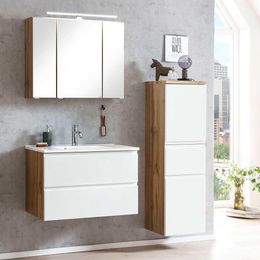 Pharao24.de Badm&ouml;bel mit Spiegelschrank und Waschbecken Made in Germany (dreiteilig)