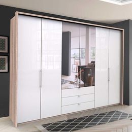 Pharao24.de Spiegel Schlafzimmerkleiderschrank mit Faltt&uuml;ren und Schubladen modern