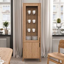 Pharao24.de Vitrine Wohnzimmerschrank mit Glast&uuml;r und Massivholzt&uuml;r