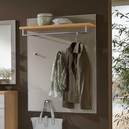 Pharao24.de Wandgarderobe in Taupe Glas beschichtet Eiche Bianco