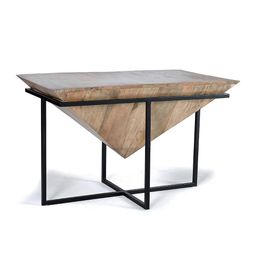 Pharao24.de Couchtisch Sofatisch aus Metall mit Massivholzplatte