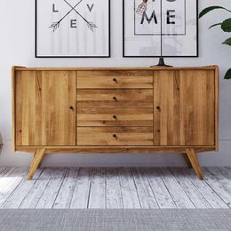 Pharao24.de Retro Sideboard aus Wildeiche Massivholz 160 cm breit