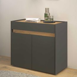Pharao24.de Kommode mit Schublade in Anthrazit & Wildeichefarben 70 cm hoch