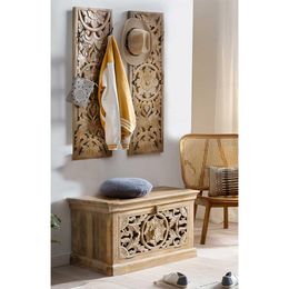 Pharao24.de Vintage Design Garderobe aus Mangobaumholz Sandfarben massiv (dreiteilig)