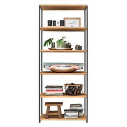 Pharao24.de Standregal aus Wildeiche Massivholz und Stahl 40 cm tief 40x198x40 cm Pharao24
