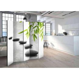 Pharao24.de Paravent mit Steinen und Bambus Zen Design