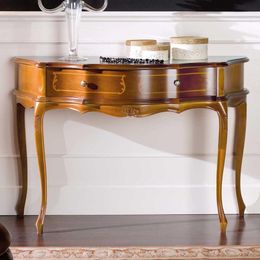 Pharao24.de Flur Konsolentisch im Barock Look Nussbaum furniert