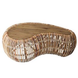Pharao24.de Nierentisch aus Rattan Teak Massivholz
