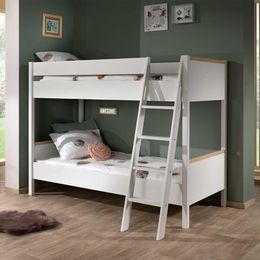 Pharao24.de Wei&szlig;es Etagenbett aus Kiefer Massivholz Skandi Design