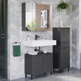 Pharao24.de Badezimmermoebel Set in modernem Design Dunkelgrau (dreiteilig)