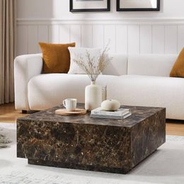 Pharao24.de Wohnzimmertisch Designercouchtisch in Marmor Optik 90 cm breit