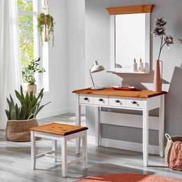 Pharao24.de Schminktisch mit Spiegel im Landhausstil 102 cm breit (dreiteilig)