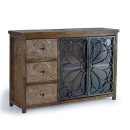 Pharao24.de Sideboard Kommode aus Mangobaum Massivholz mit drei Schubladen