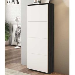 Pharao24.de Schuhklappenschrank in Wei&szlig; und Schwarz 60 cm breit