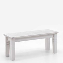 Pharao24.de Wei&szlig;e E&szlig;tischbank aus Kiefer Massivholz Landhausstil