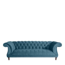 Pharao24.de Dreisitzer Couch Velour Petrol im Barockstil 253 cm breit