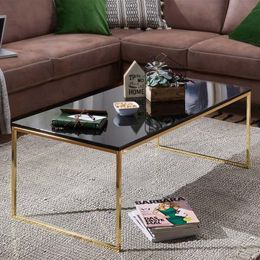 Pharao24.de Designercouchtisch im Retrostil Schwarz Hochglanz und Goldfarben