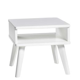 Pharao24.de Wei&szlig;er Nachttisch aus Buche Massivholz lackiert 42 cm hoch